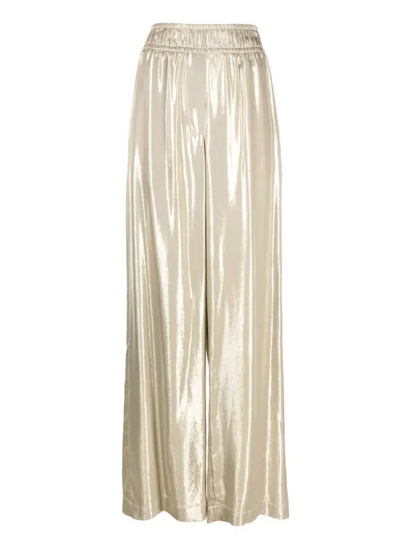 Brunello Cucinelli Wide-leg Metallic-effect Trousers - Gold