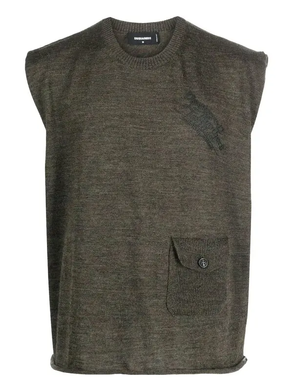 Dsquared2 Flap Pocket Crew Neck Vest - Green