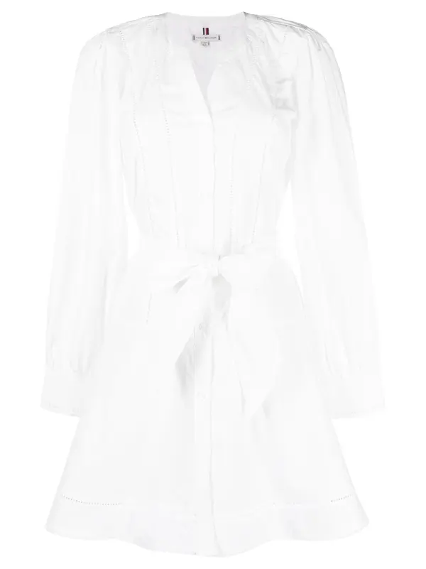 Tommy Hilfiger Ladder-lace Cotton Short Shirt Dress - White