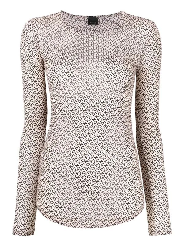 Pinko Logo-print Semi-sheer Sweatshirt - Neutrals