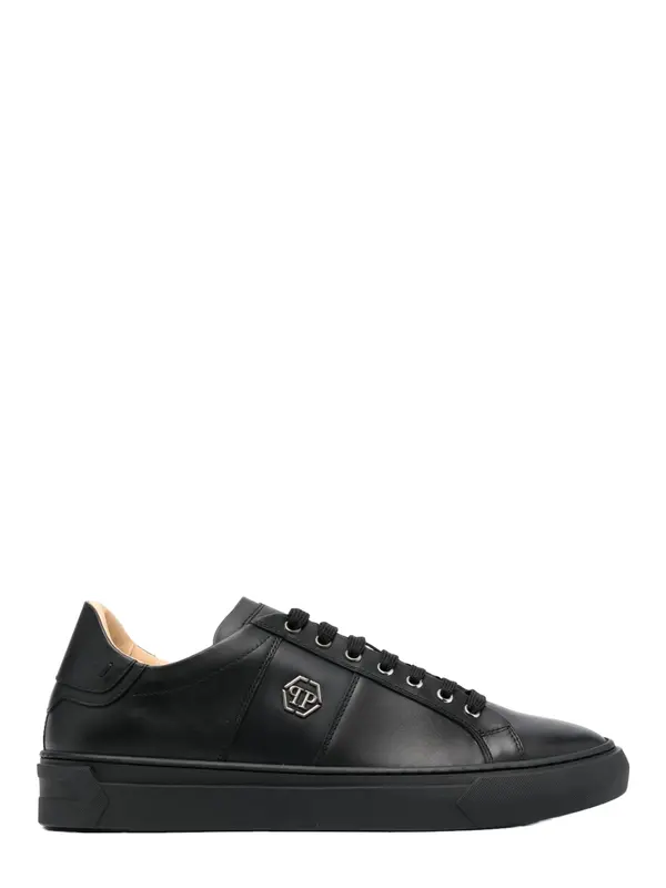 Philipp Plein Logo-plaque Leather Sneakers - Black