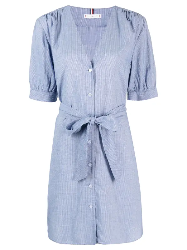 Tommy Hilfiger Striped Belted Shirt Dress - White