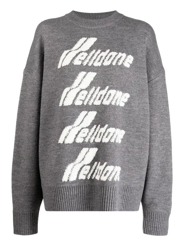 We11Done Intarsia-knit Logo Jumper - Grey