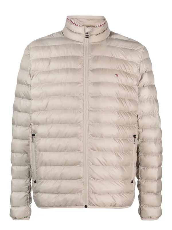 Tommy Hilfiger Logo-patch Zipped Puffer Jacket - Neutrals
