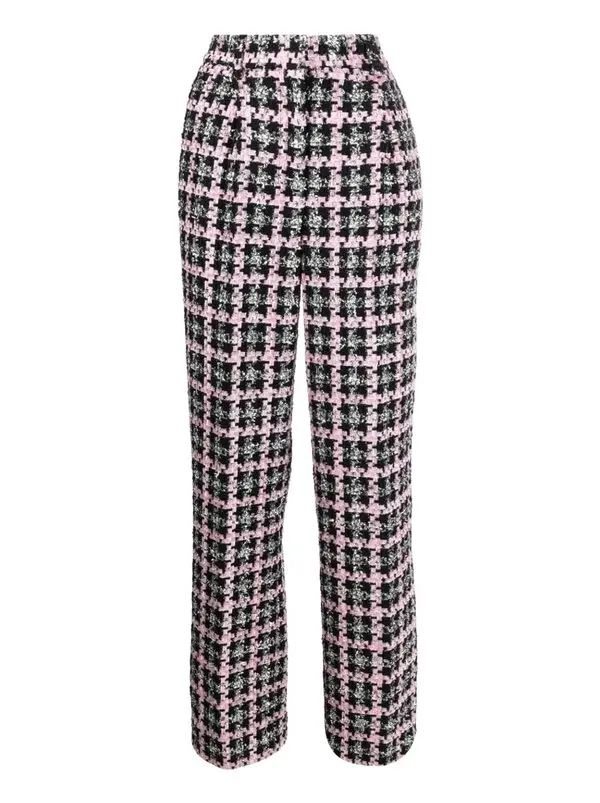 MSGM High-waisted Tweed Trousers - Black
