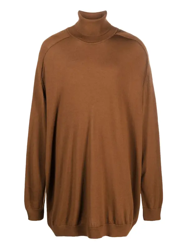 SOCIETE ANONYME Roll-neck Longline Wool Jumper - Brown