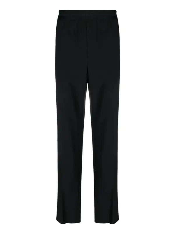 MSGM Logo Waistband Straight-leg Trousers - Black