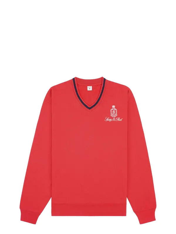 SPORTY & RICH Embroidered-logo Cotton Sweatshirt - Red