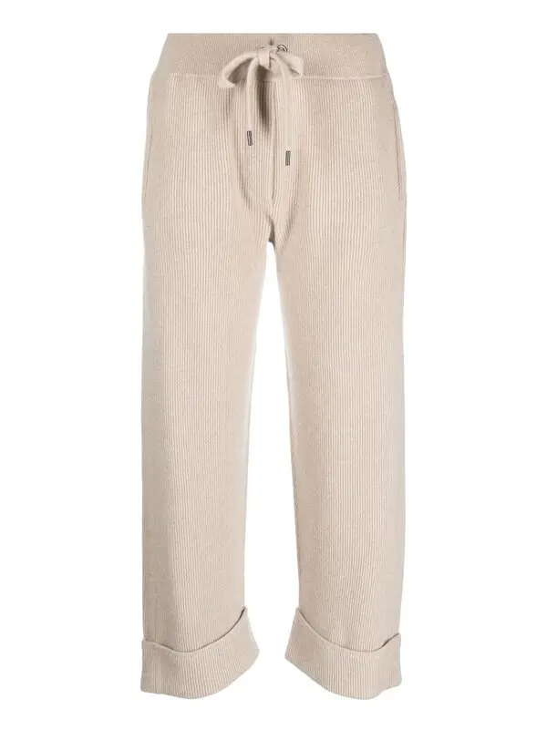 Brunello Cucinelli Drawstring Cropped Track Pants - Neutrals