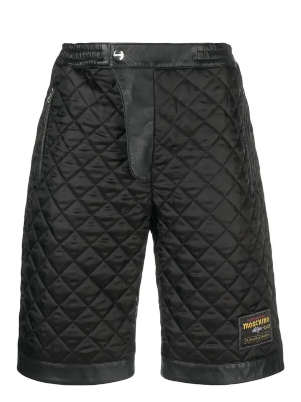 Moschino Patch Diamond Quilted Shorts - Black