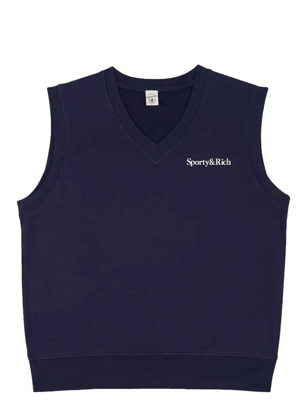 SPORTY & RICH Logo-print Sleeveless Sweatshirt - Blue