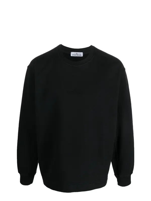 Stone Island Logo-embroidered Cotton Sweatshirt - Black