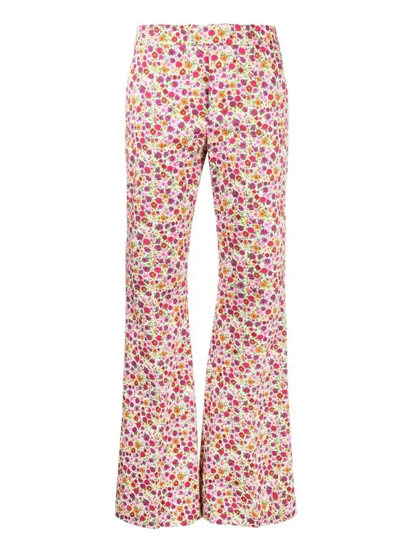 La DoubleJ Floral-print Flared Trousers - Pink