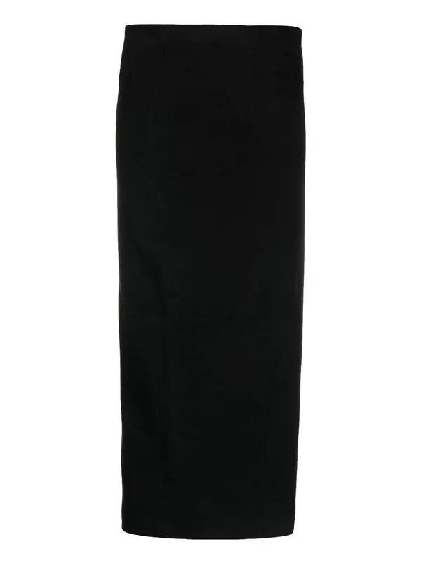 GENTRYPORTOFINO Midi Wool Pencil Skirt - Black