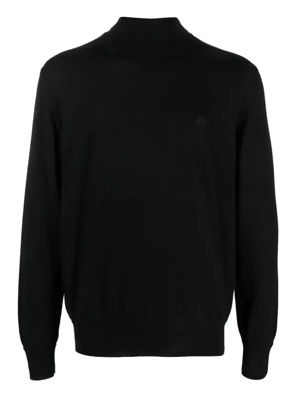 Etro Logo-embroidered Roll-neck Jumper - Black