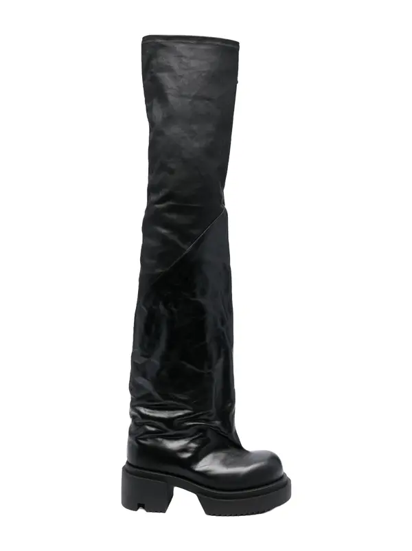 Rick Owens Bogun 78mm Leather Flared Boots - Black