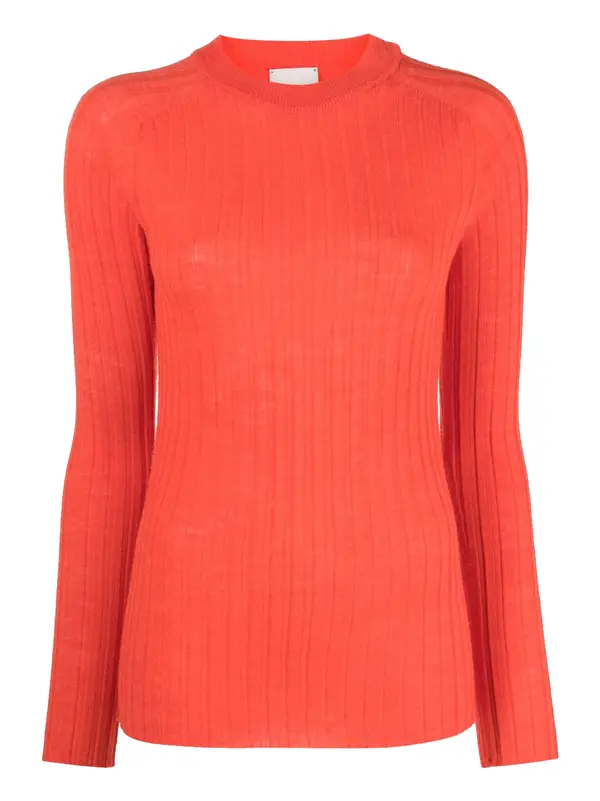 ALYSI Round-neck Ribbed-knit Top - Orange
