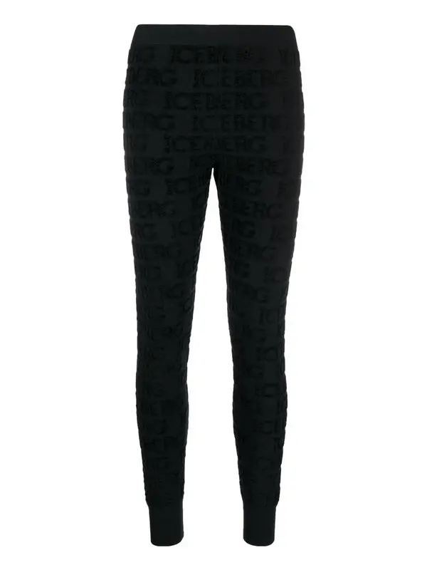 Iceberg Logo-appliqué Tonal-design Leggings - Black