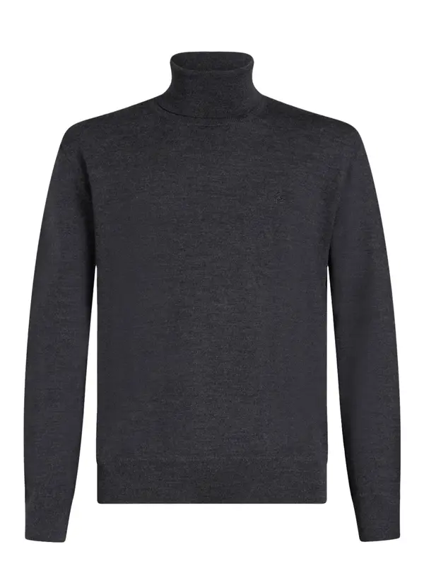 Etro Pegaso-embroidered High-neck Jumper - Grey