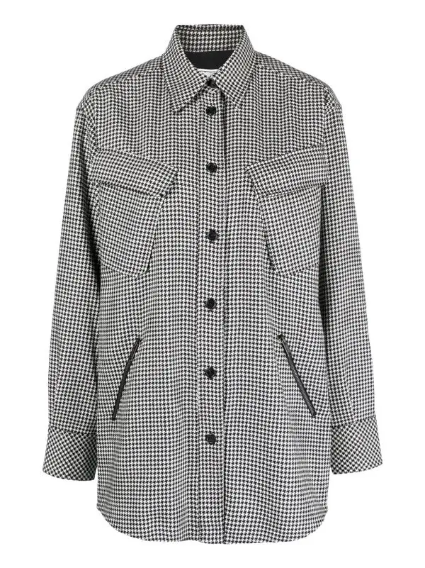 Iceberg Houndstooth Shirt Jacket - Black
