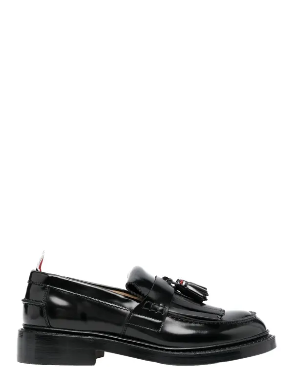 Thom Browne Rwb-tab Leather Loafers - Black