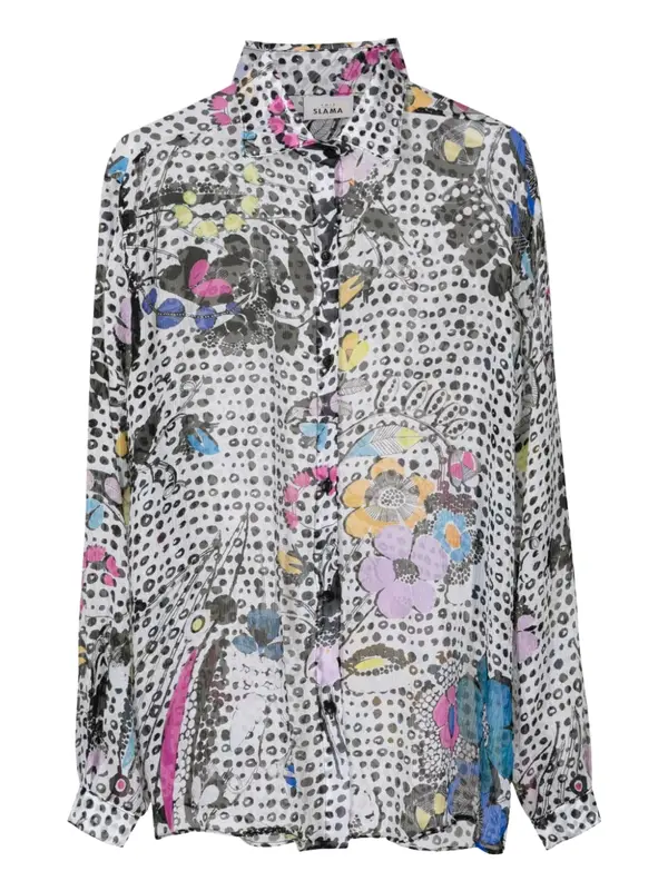 AMIR SLAMA Graphic-print Silk Shirt - Multicolour