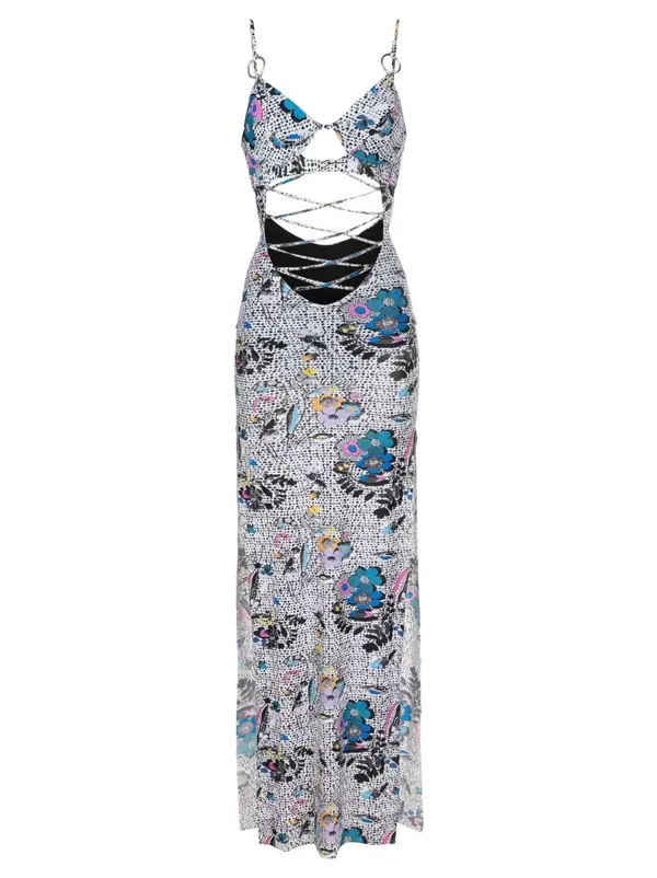 AMIR SLAMA Graphic-print Maxi Dress - Black