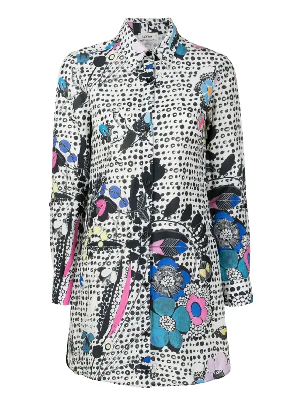 AMIR SLAMA Graphic-print Long-sleeve Shirt - Multicolour