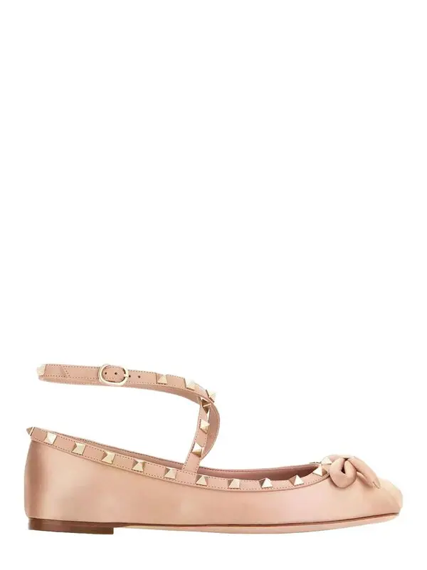 Valentino Garavani Rockstud Satin Ballet Flats - Pink