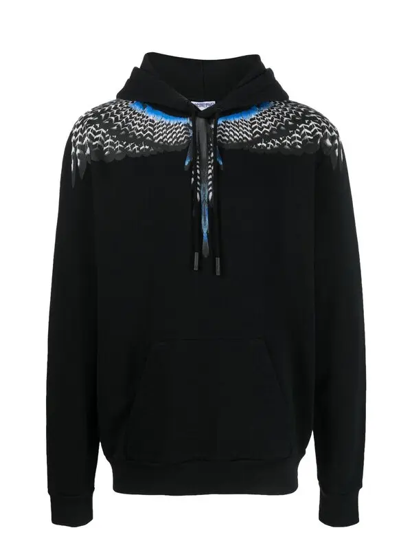 COUNTY OF MILAN Grizzly Wings-print Hoodie - Black