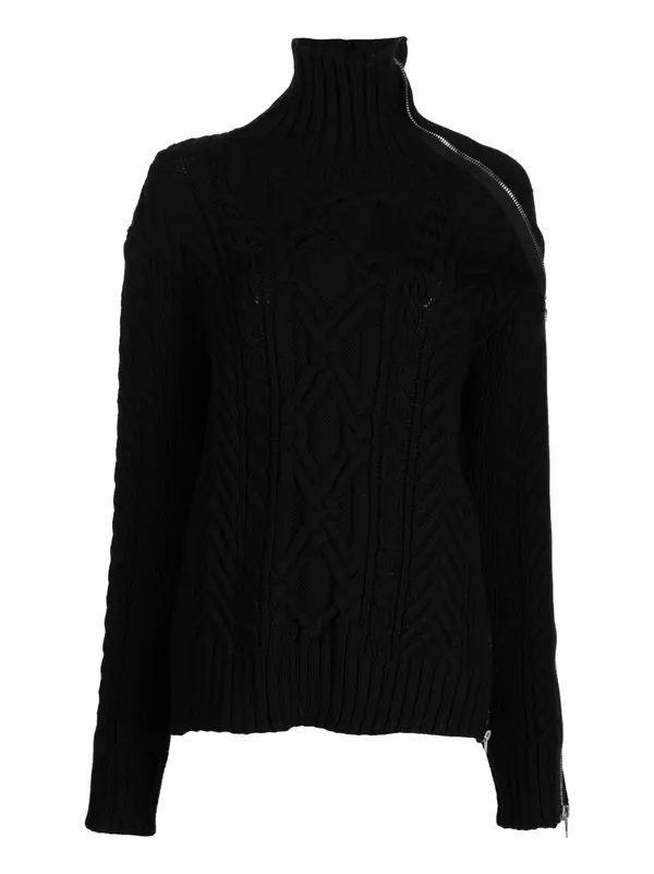 Monse Cable-knit Zip-detailed Jumper - Black