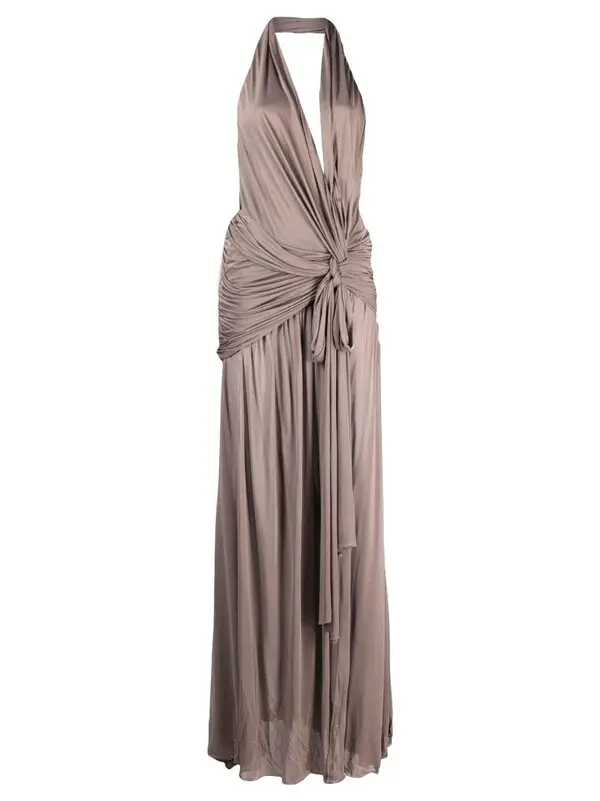 Blumarine Halterneck Backless Gown - Neutrals