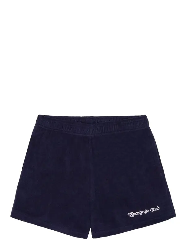 Sporty & Rich Ny Tennis Club Terry Cotton Shorts - Blue