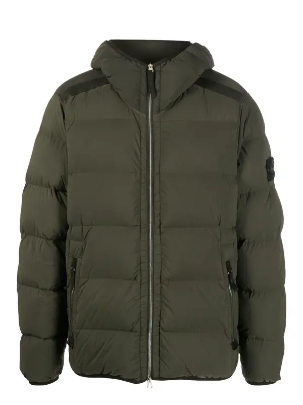 Stone Island Compass-patch Padded Down Jacket - Green
