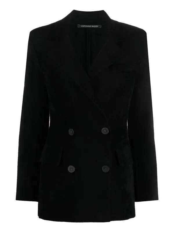 ANTONINO VALENTI Notched-lapel Double-breasted Blazer - Black