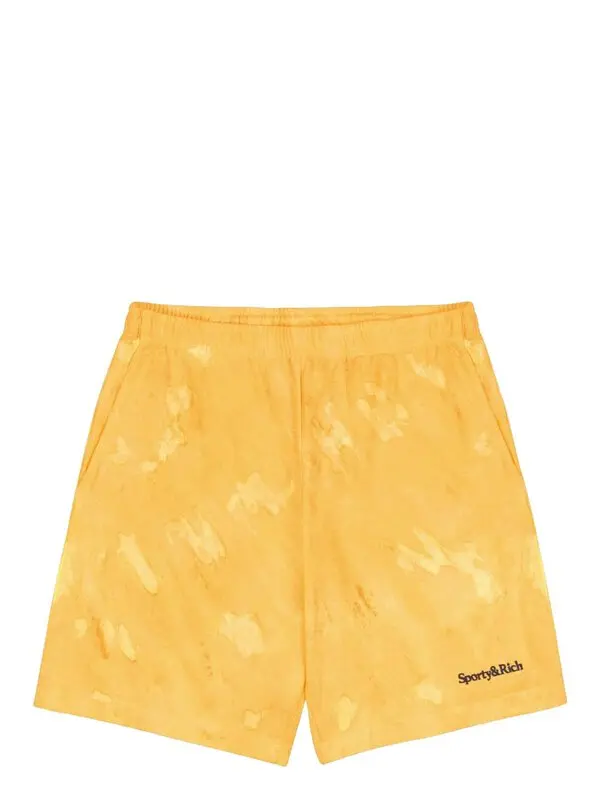 SPORTY & RICH Logo-embroidered Cotton Track Shorts - Yellow