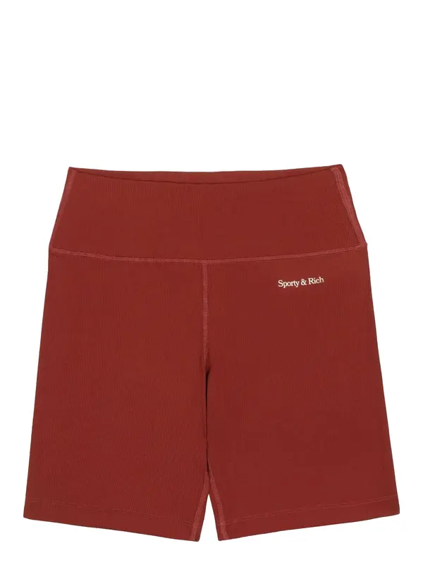 SPORTY & RICH Logo Biker Shorts - Red