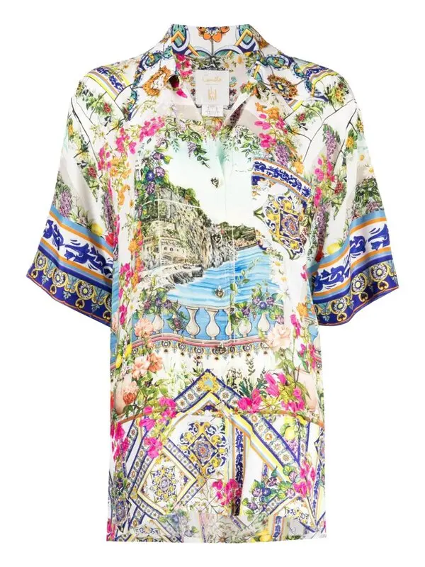 Camilla Graphic-print Silk Shirt - White