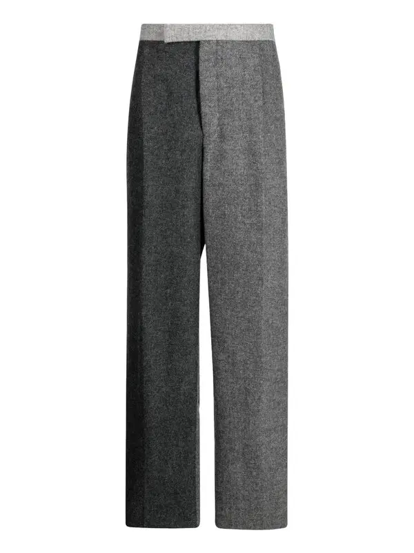 Thom Browne Two-tone Wool Wide-leg Trousers - Grey
