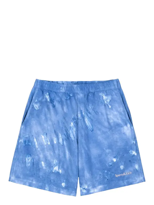 SPORTY & RICH Logo-embroidered Cotton Track Shorts - Blue