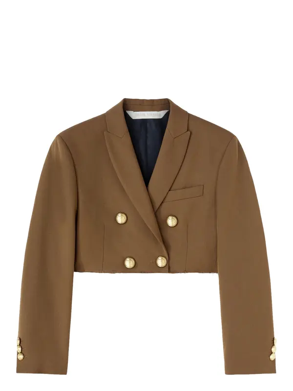 Palm Angels Double-breasted Cropped Blazer - Brown