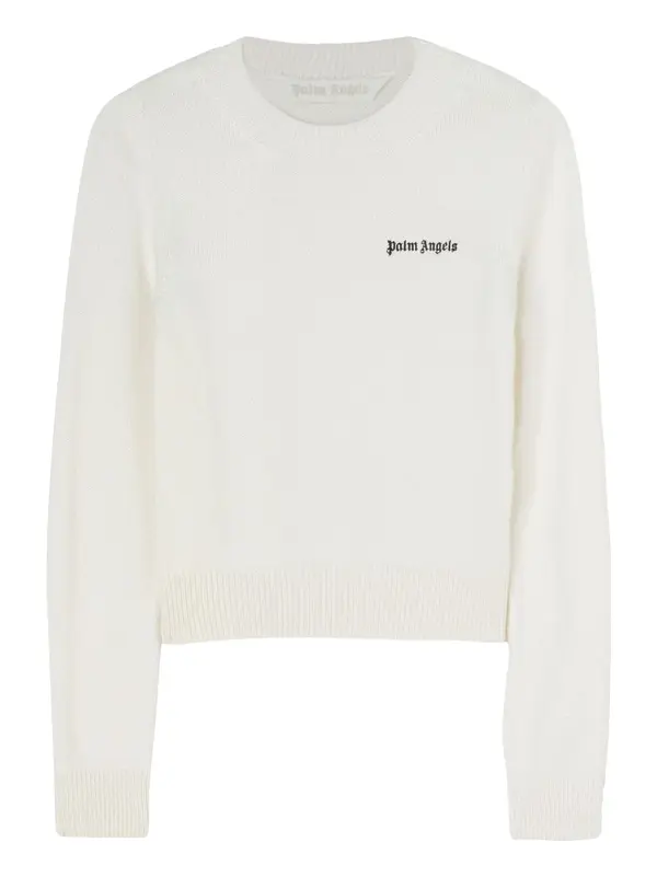 Palm Angels Logo-embroidered Crew-neck Jumper - White