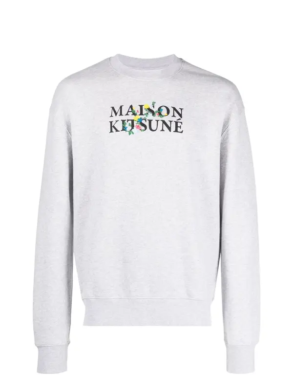 Maison Kitsuné Logo-print Cotton Sweatshirt - Grey