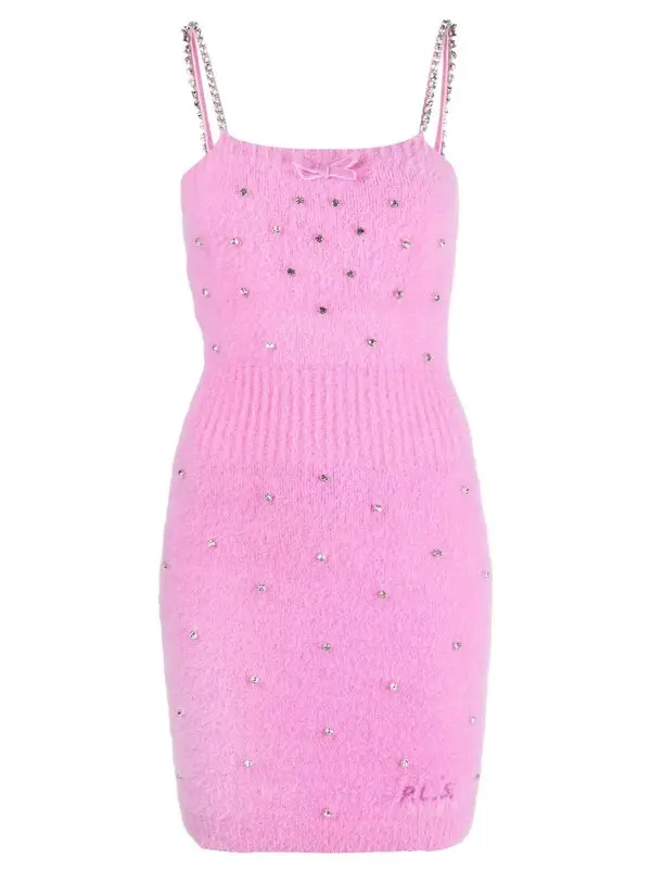 Philosophy Di Lorenzo Serafini Crystal Embellished Knitted Bodycon Mini Dress - Pink