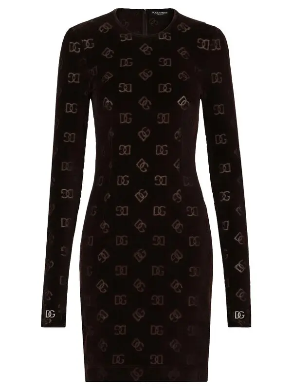 Dolce & Gabbana Monogram Jacquard Mini Dress - Black
