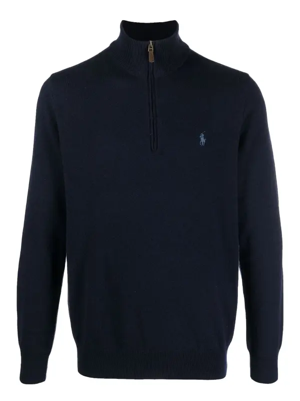 Polo Ralph Lauren Logo-embroidered Half-zip Sweater - Blue