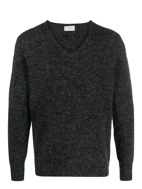 BALLANTYNE V-neck Long-sleeve Jumper - Grey