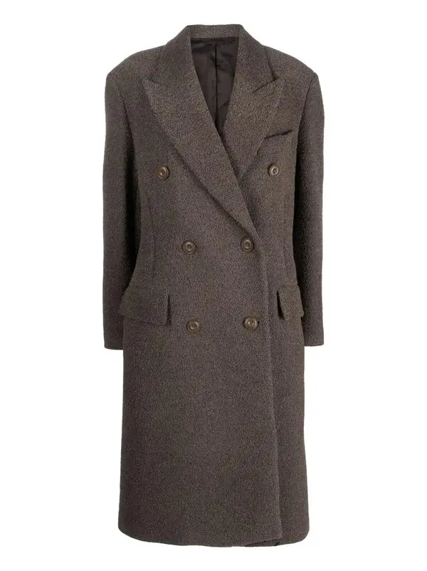Acne Studios Bouclé-texture Wool-blend Mid-length Coat - Brown