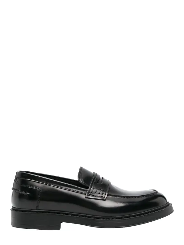 DOUCAL'S Round-toe Leather Loafers - Black