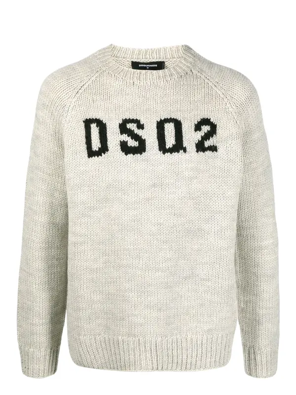 Dsquared2 Intarsia-knit Logo Wool Jumper - Neutrals